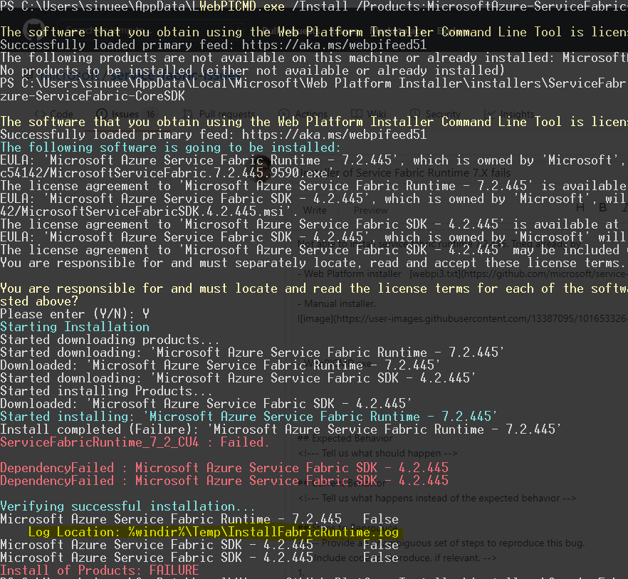 Installer Of Service Fabric Runtime 7x Fails · Issue 1099 · Microsoftservice Fabric · Github 