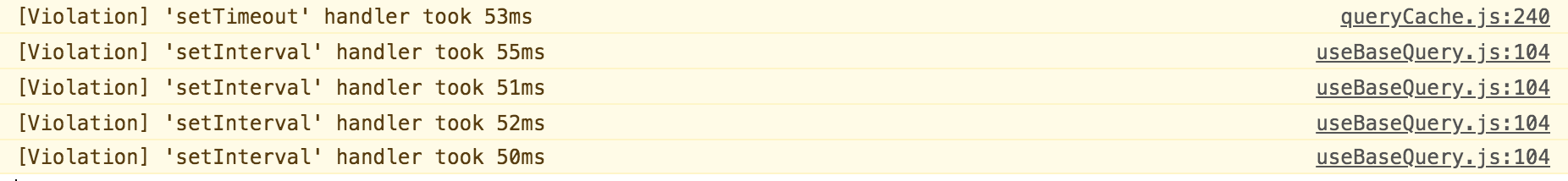 Performance violation in Chrome when using `refetchInterval` · Issue #469 · TanStack/query · GitHub