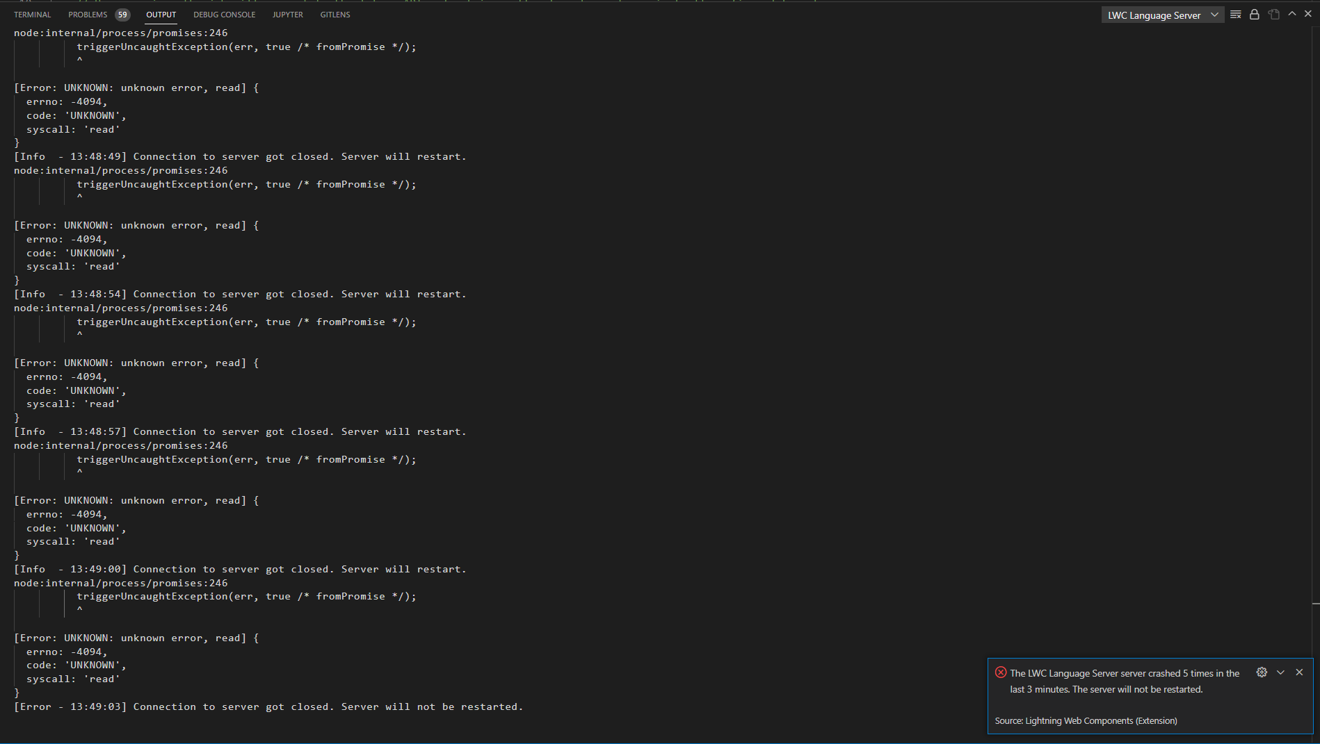 LWC and Aura Language Servers crash 5x on start · Issue #1267 · forcedotcom/salesforcedx-vscode ...