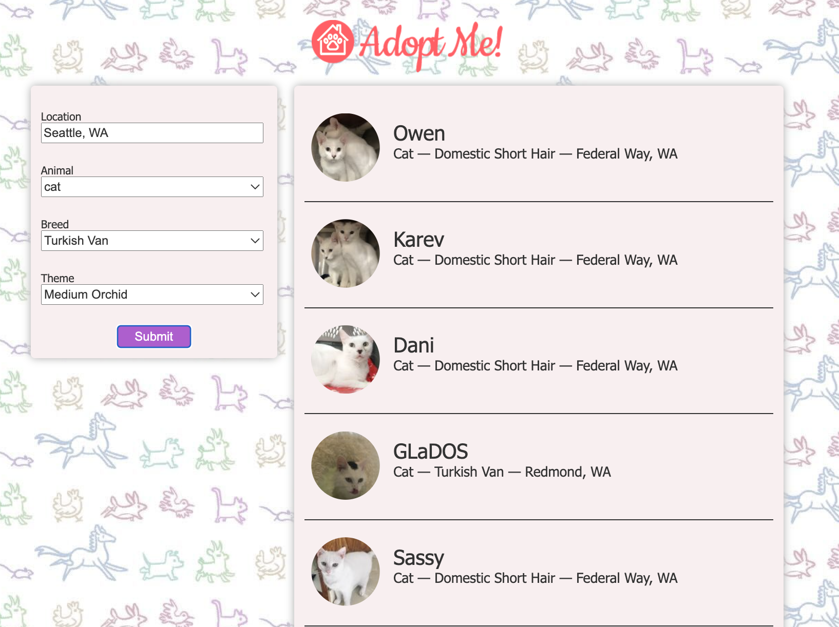 GitHub - stevenkang3/adopt-a-pet: Adopt a pet app using React JS