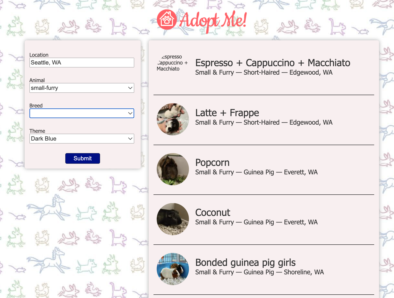 GitHub - stevenkang3/adopt-a-pet: Adopt a pet app using React JS