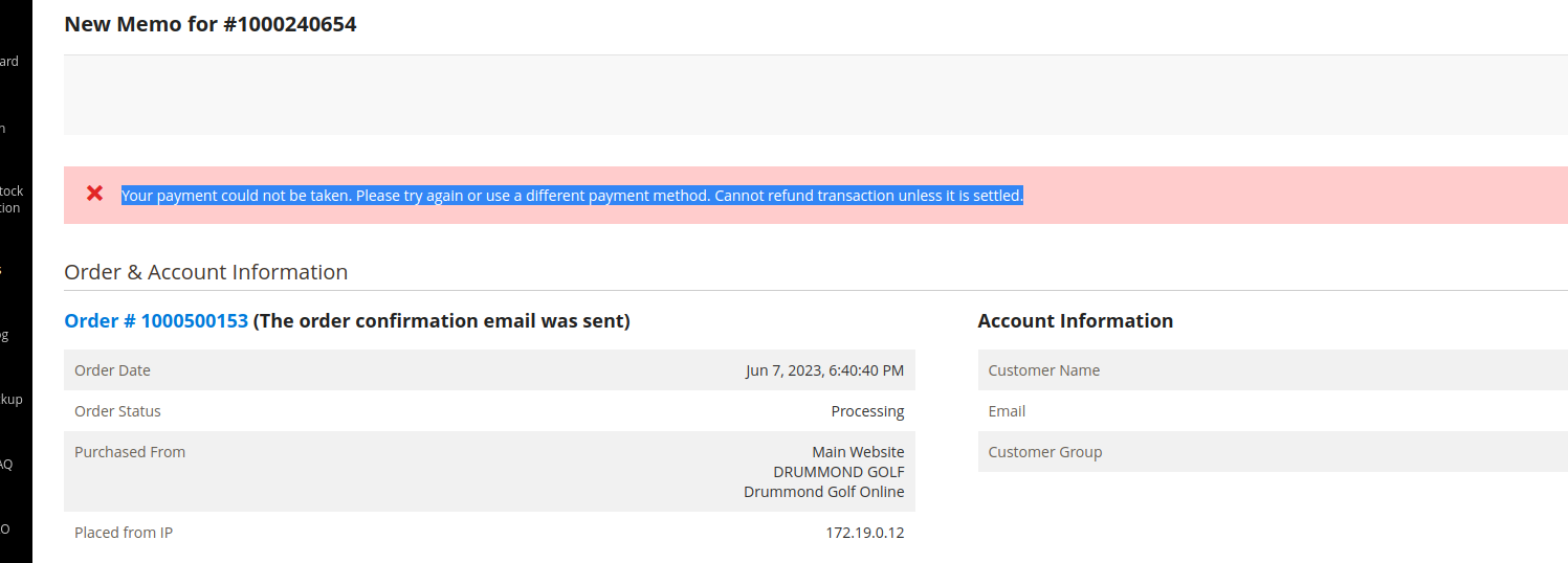 Braintree error : Your payment could not be taken. Please try again or use a different payment ...