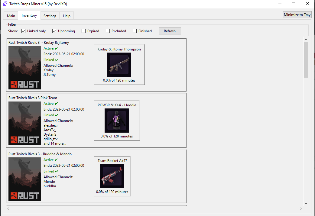 No available channels to watch. Waiting for an ONLINE channel... · Issue #194 · DevilXD ...
