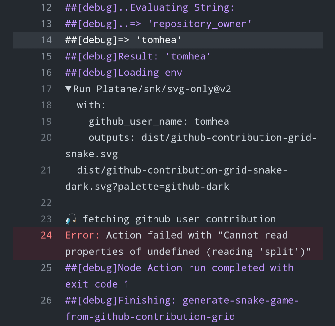 Fails the run · Issue #108 · Platane/snk · GitHub