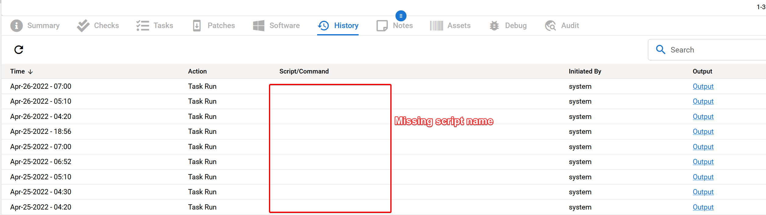 Task Run does not show name in Script/Command column under History tab · Issue #1097 · amidaware ...