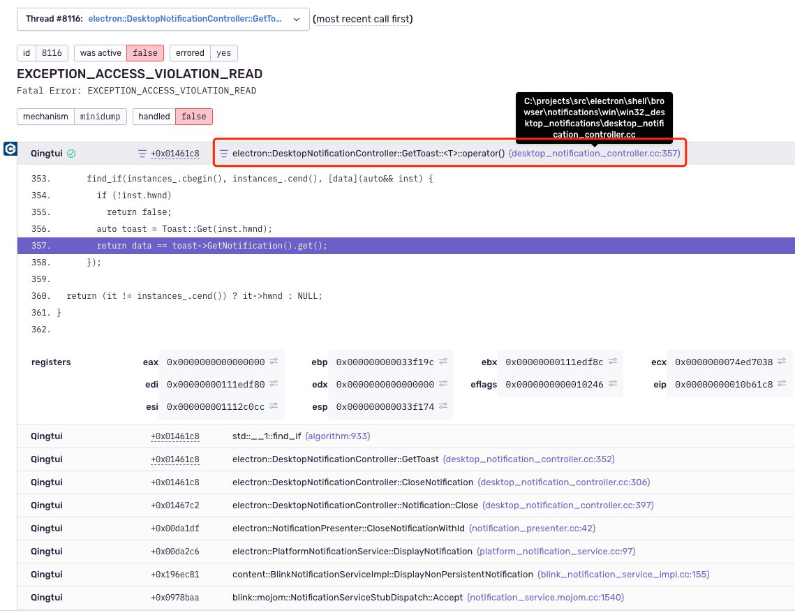 [Bug]: Notification random crash · Issue #29054 · electron/electron · GitHub
