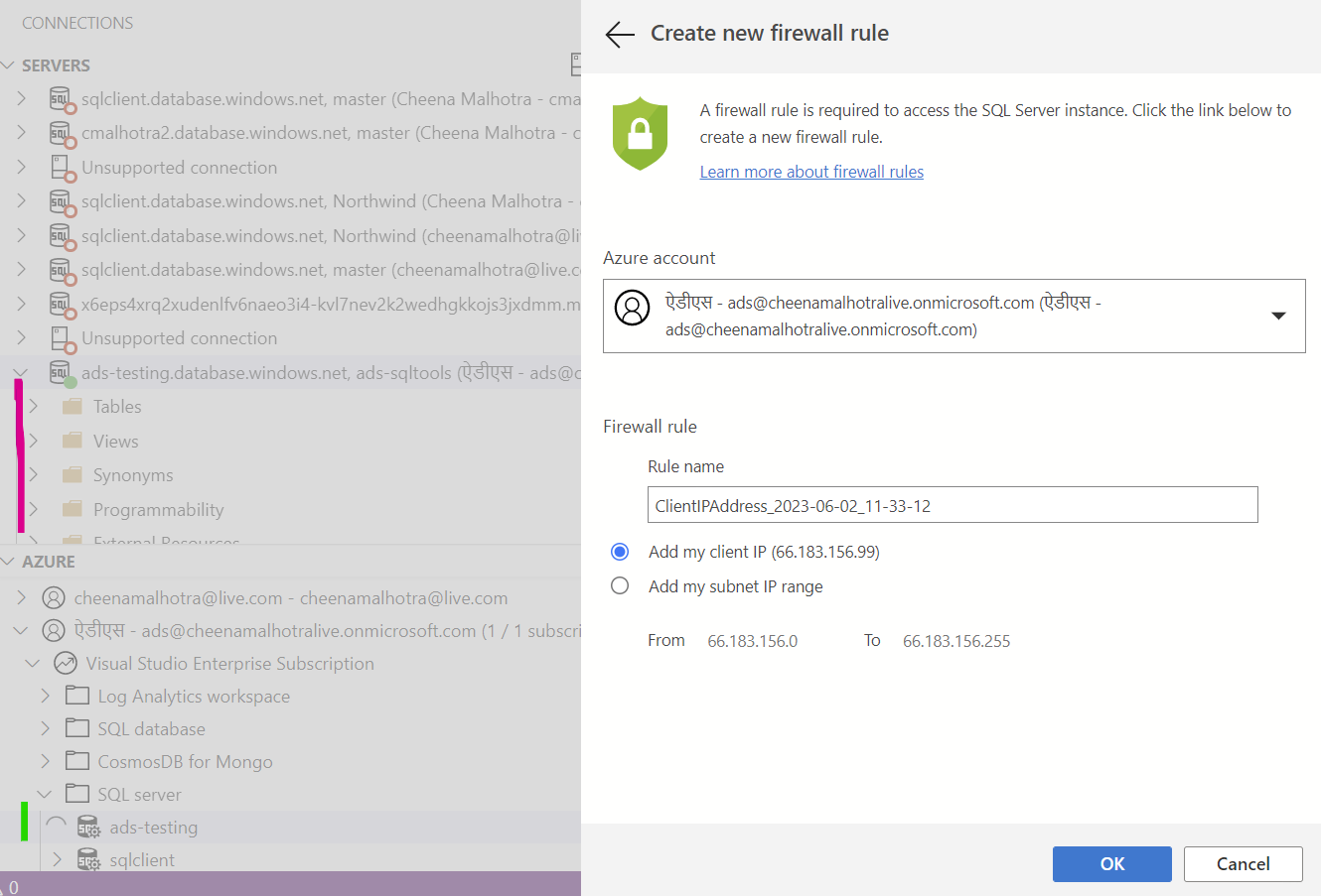 Object Explorer doesn't throw firewall related error to launch firewall dialog · Issue #23304 ...