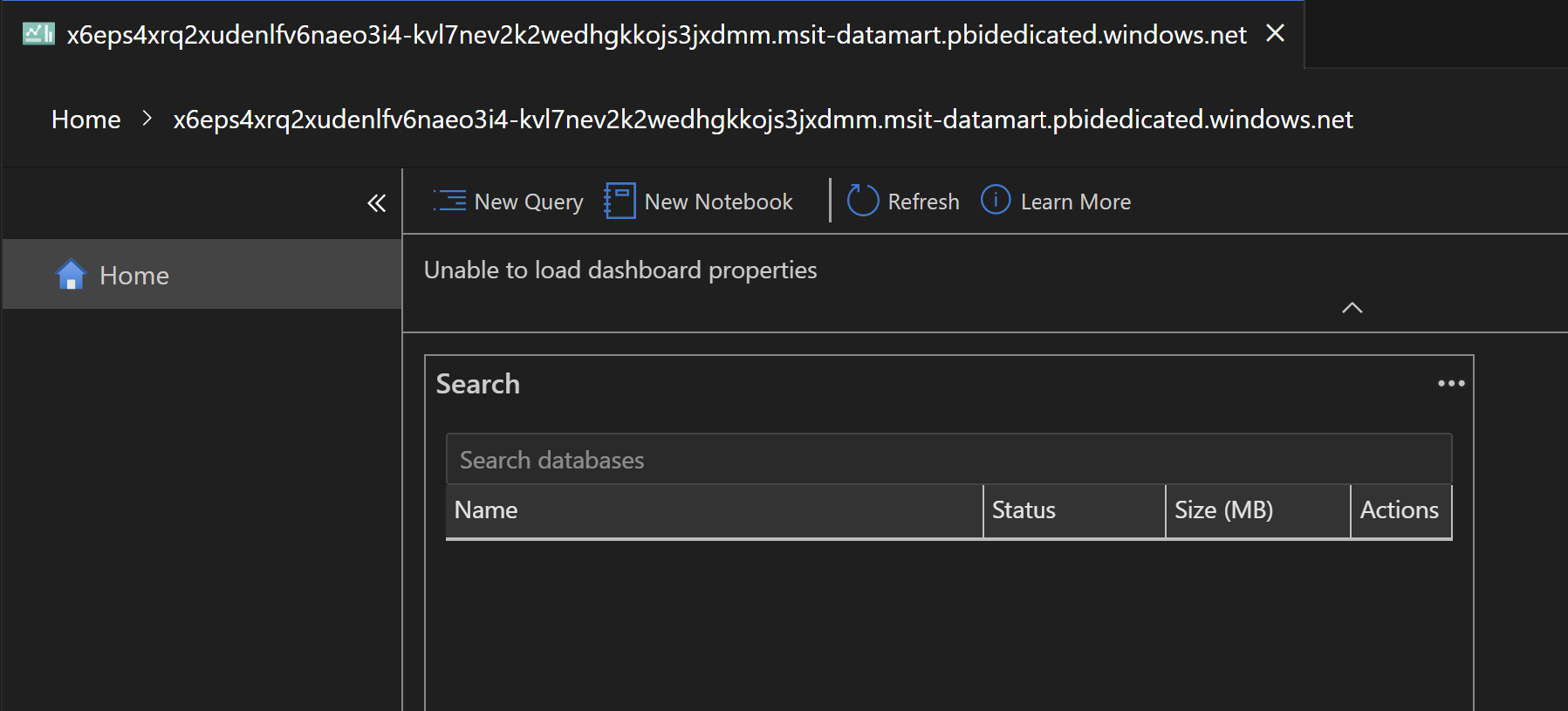 Dashboard Fails To Load Information For Datamart Instances · Issue 23820 · Microsoft 3344