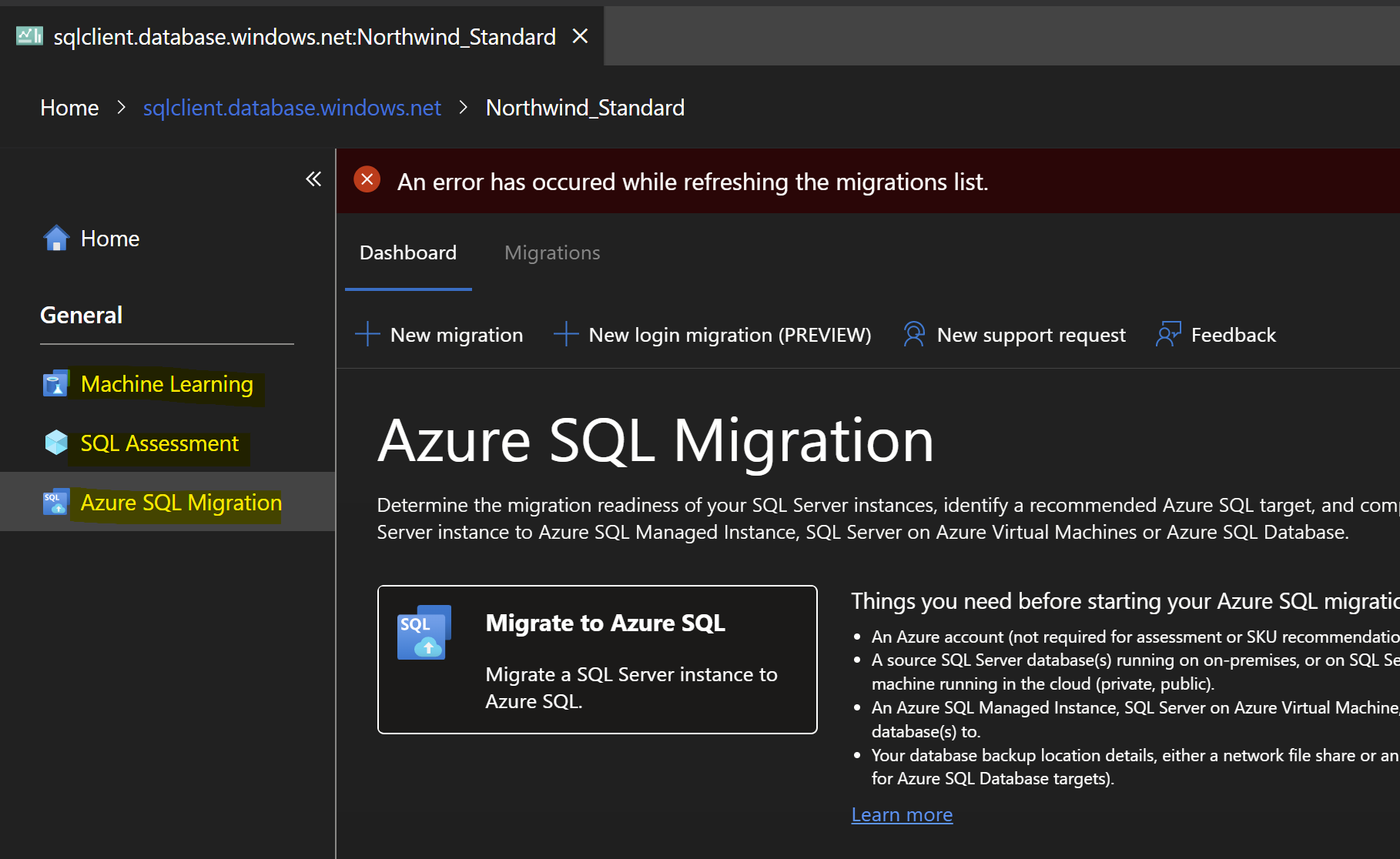 Azure SQL Migration showing up for Azure databases · Issue #24223 · microsoft/azuredatastudio ...