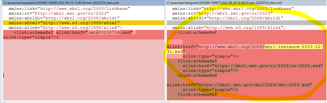 Command line input zipped iXBRL package resulting in _htm.xml file with extra schemaRef causing ...