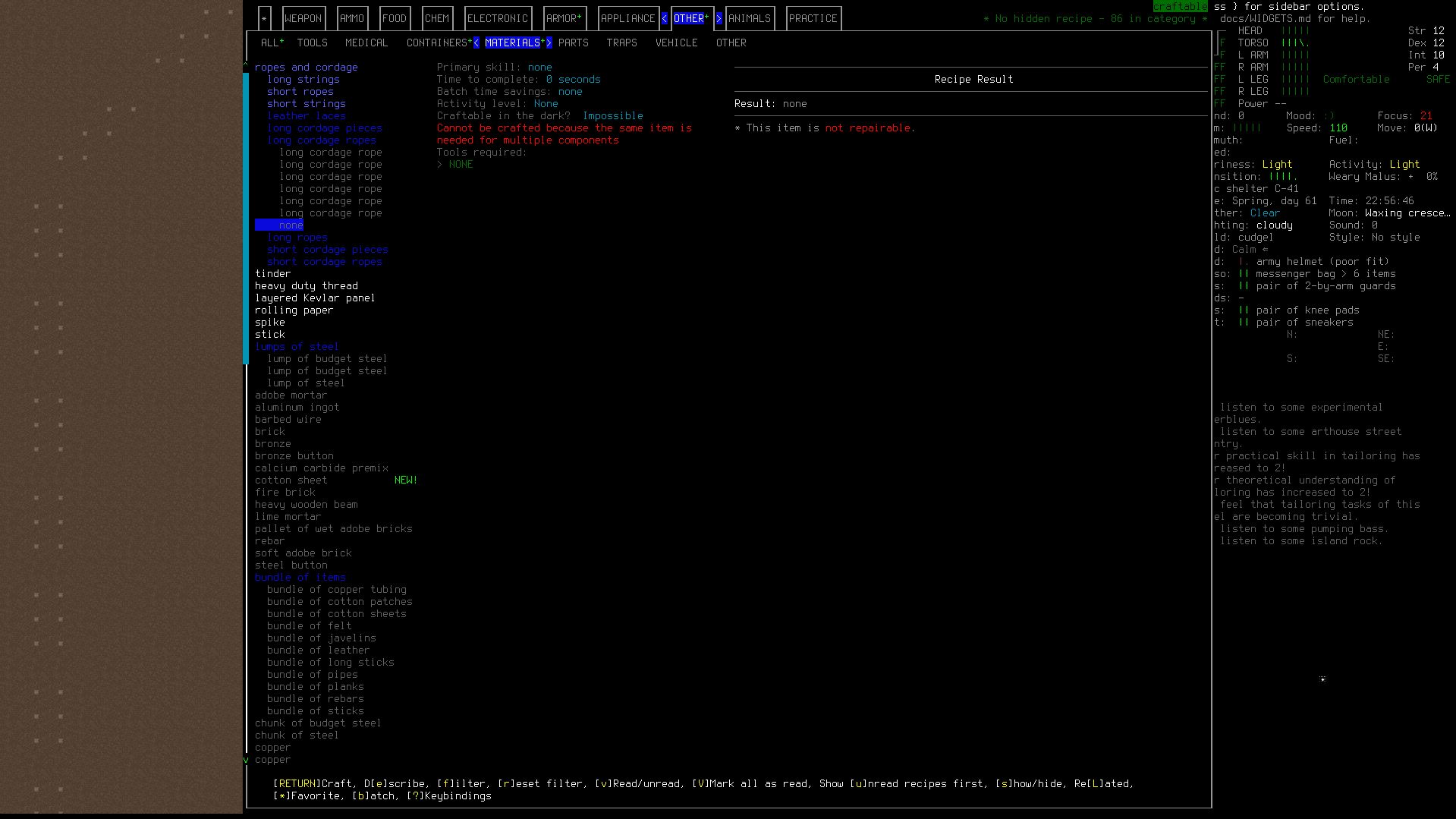 crafting recipe for "none" · Issue #62748 · CleverRaven/Cataclysm-DDA · GitHub