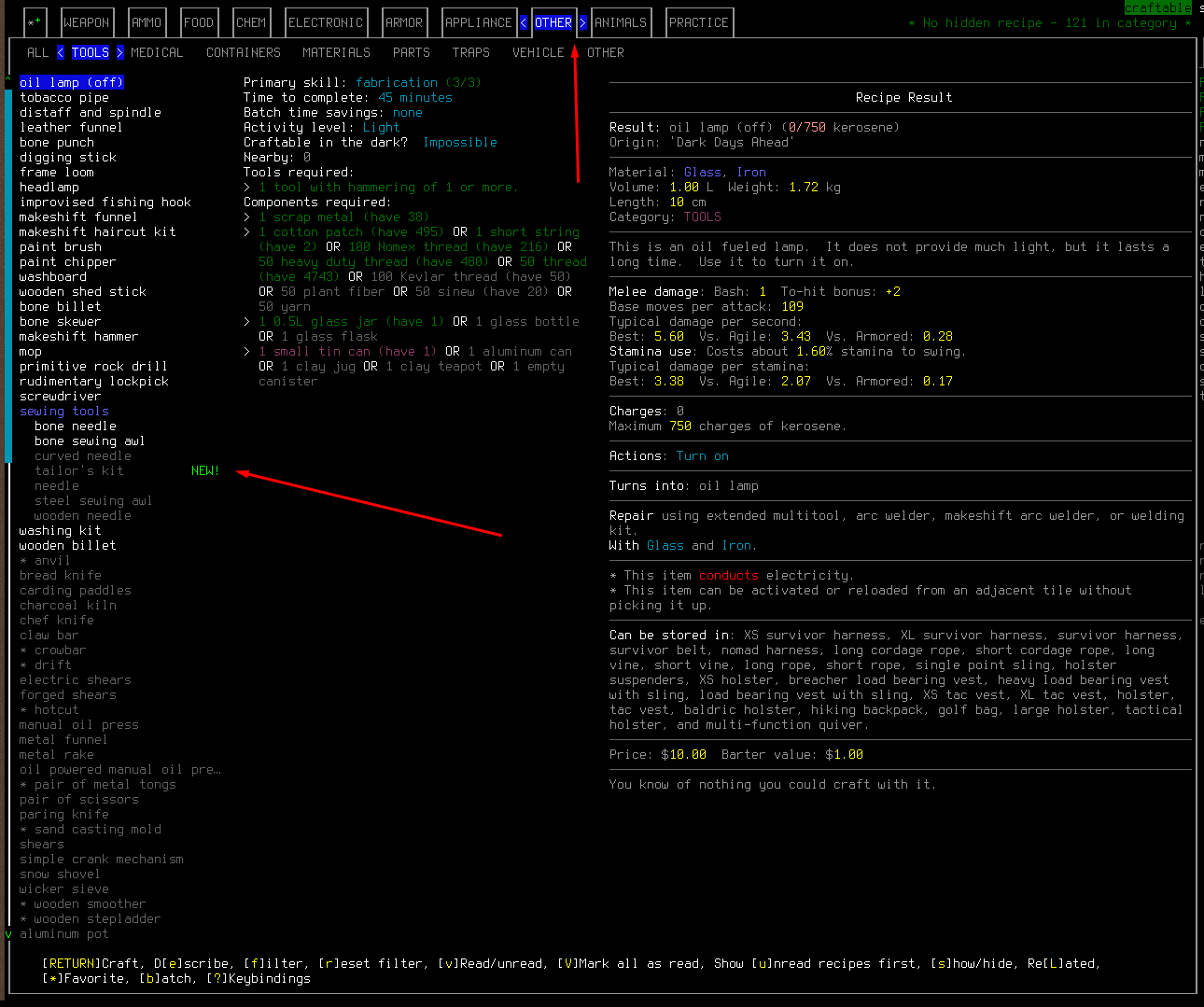 Crafting menu: nested items don't mark category as having new recipes ...