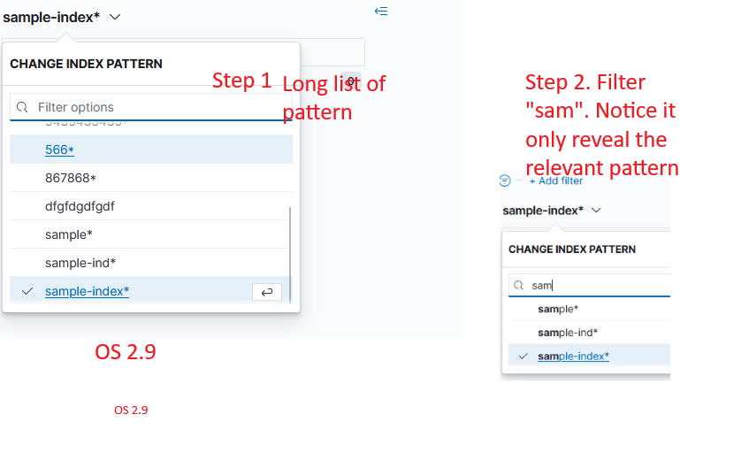 Bug Index Pattern Filtering When Searching In Dashboards · Issue 5533 · Opensearch Project