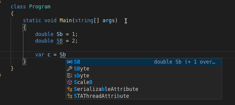 Intellisense mismatch on mixed (lowercase,uppercase) variables · Issue #3958 · dotnet/vscode ...