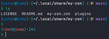 GitHub - Zyfax/zsh-prompt: ($USER@$HOST)-[$PWD] (master)