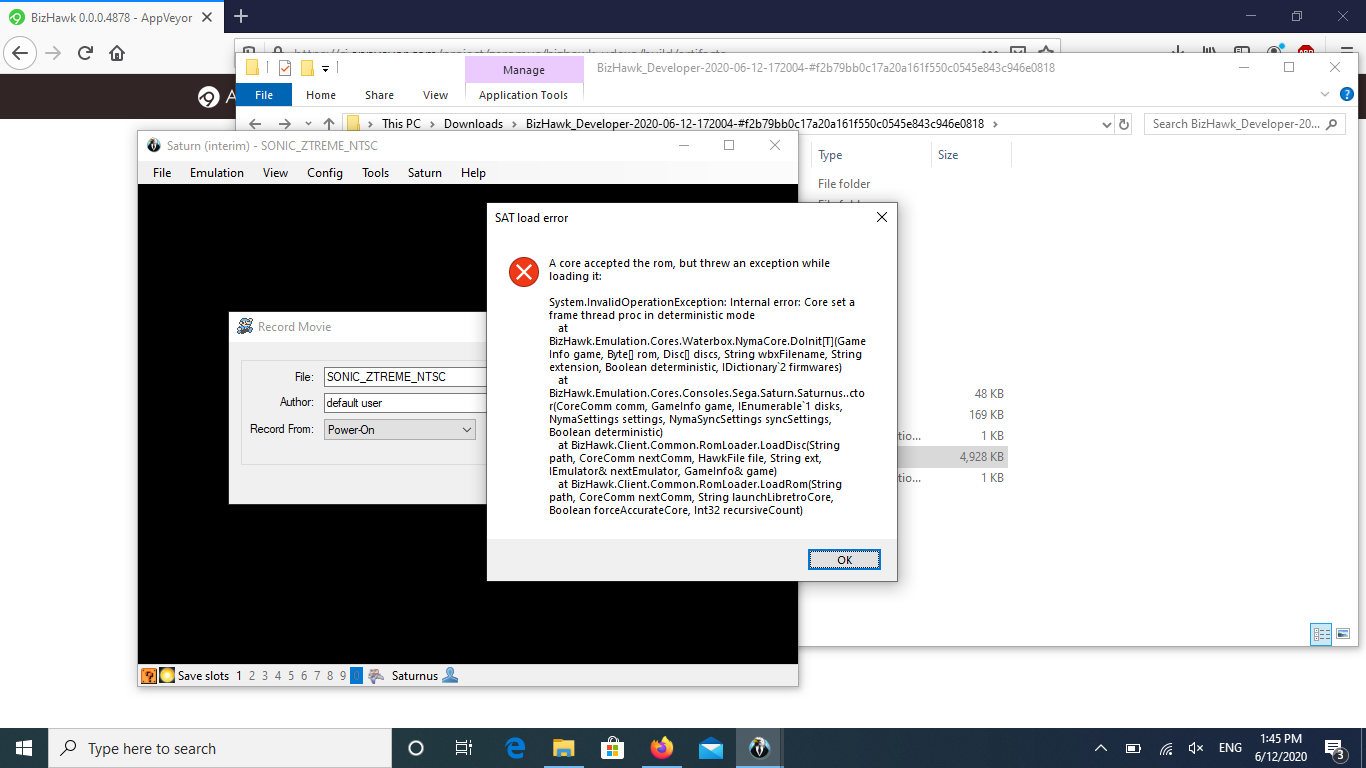 [Saturn core] record movie crashes · Issue #2126 · TASEmulators/BizHawk · GitHub
