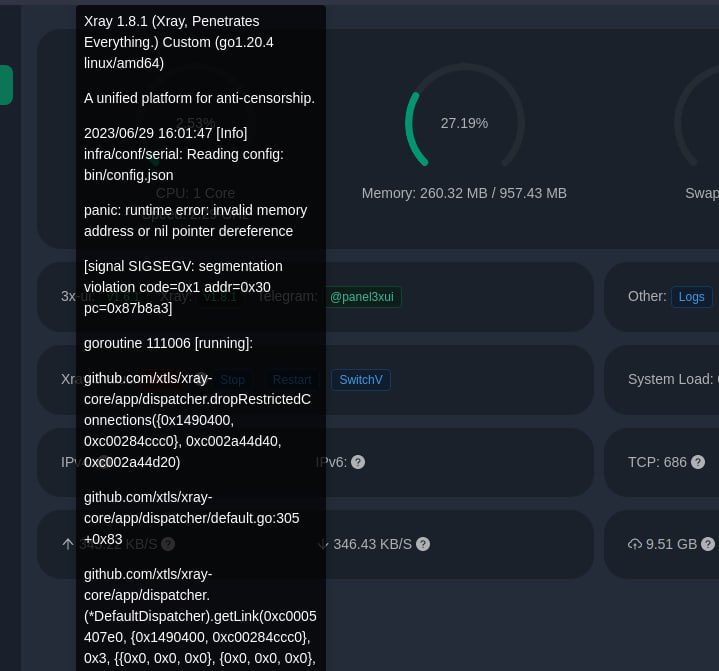 دلیل ریستارت شدن سرویس Xray · Issue 676 · Mhsanaei3x Ui · Github 