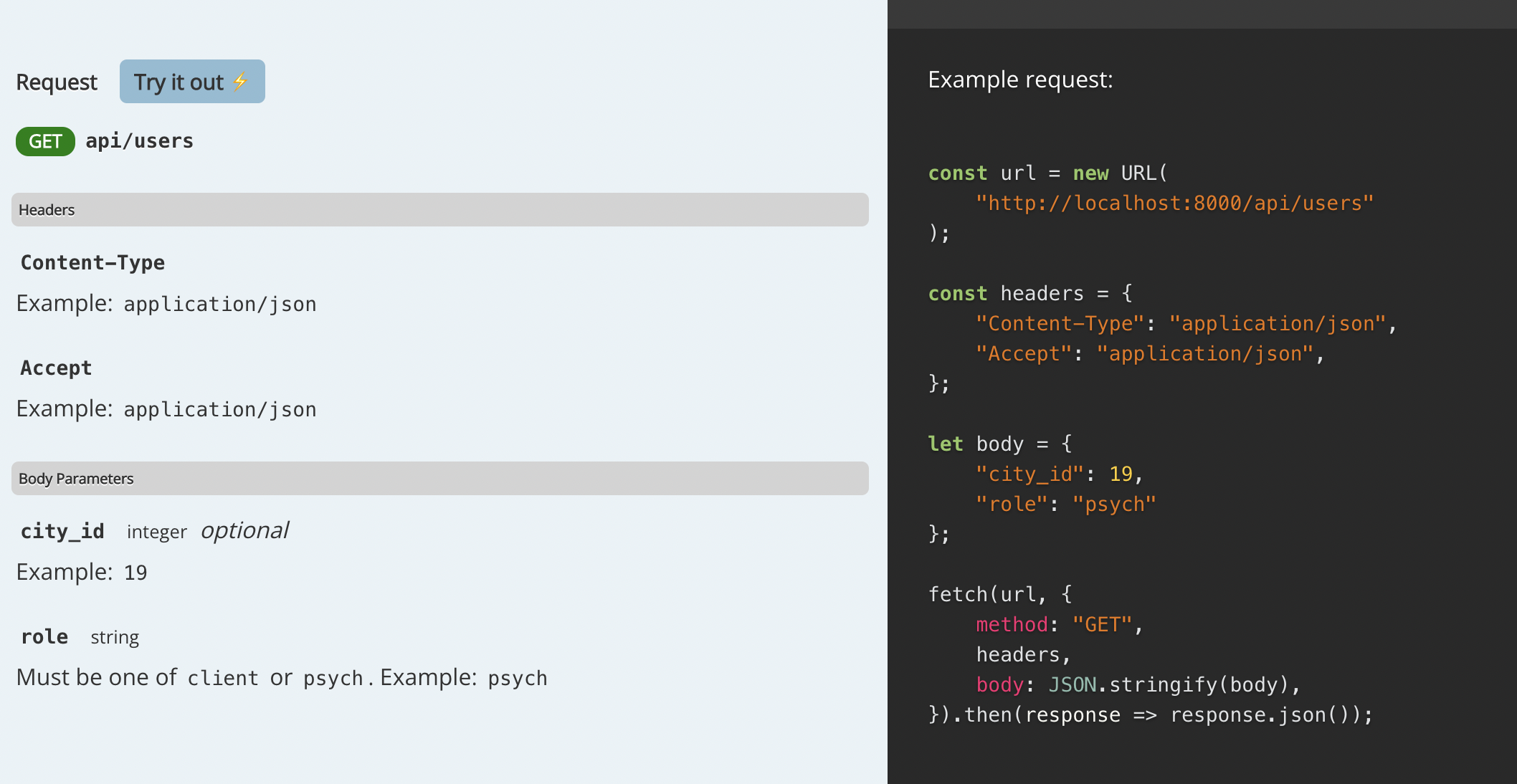 Pass GET route parameters as query, not as body · Issue #570 · knuckleswtf/scribe · GitHub