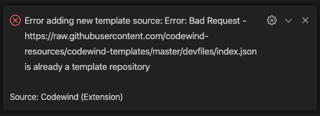 No message when add template source fails · Issue #1597 · eclipse-archived/codewind · GitHub