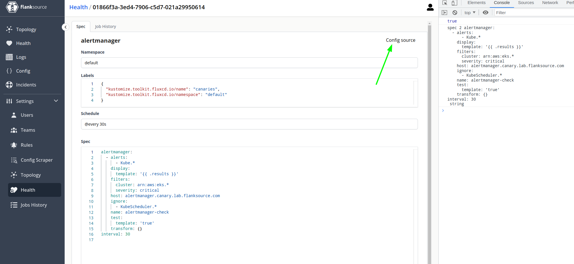 In Settings -> Health, clicking on "Config Source" crashes the UI · Issue #967 · flanksource ...