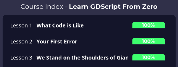 Lesson progress bar text, difficult to read, white on bright green · Issue #144 · GDQuest/learn ...
