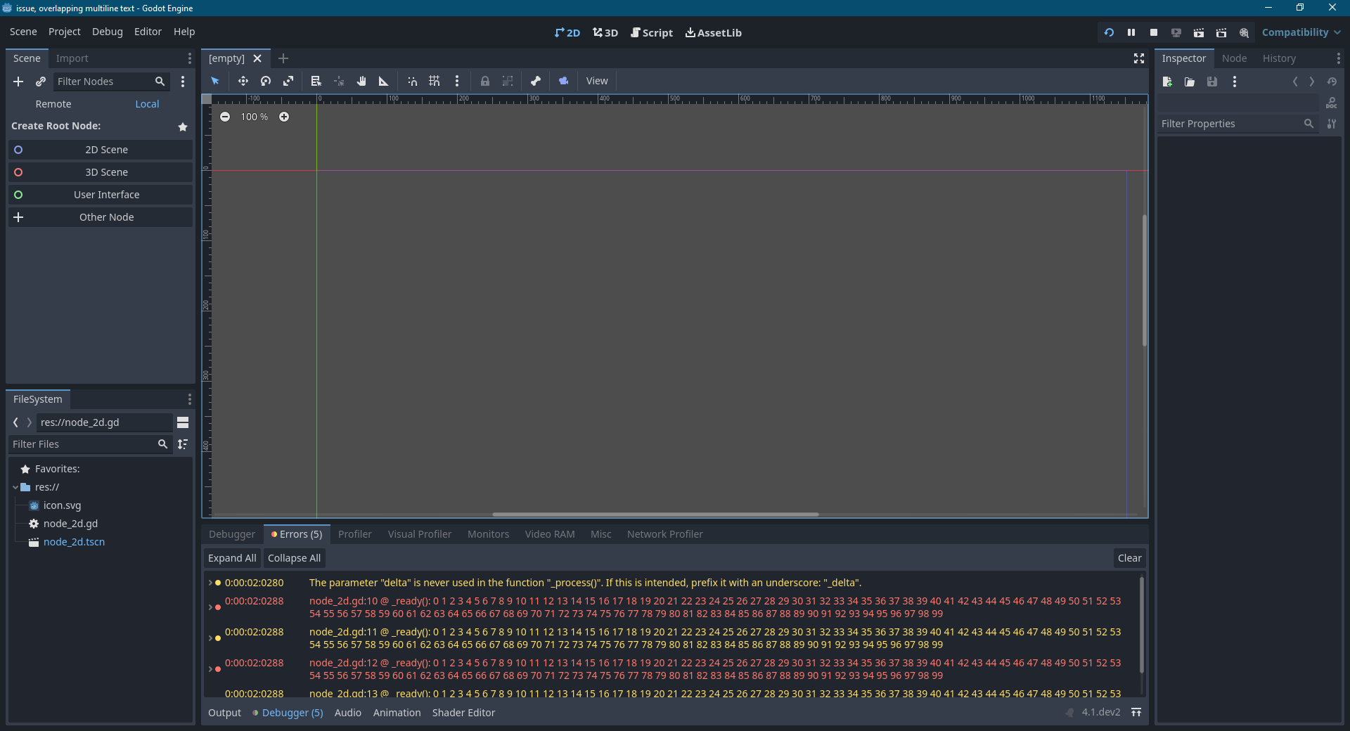 4.1, Overlapping multiline error/warning messages in Debugger (Tree node bug) · Issue #77067 ...