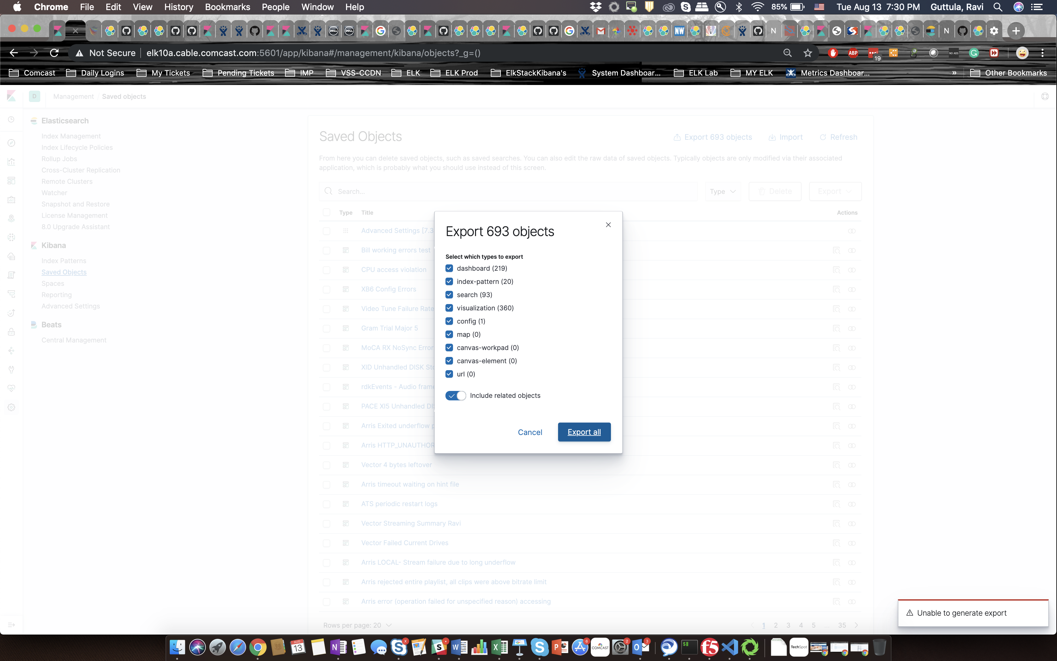 Unable To Generate Export Kibana 730 · Issue 43233 · Elastickibana · Github