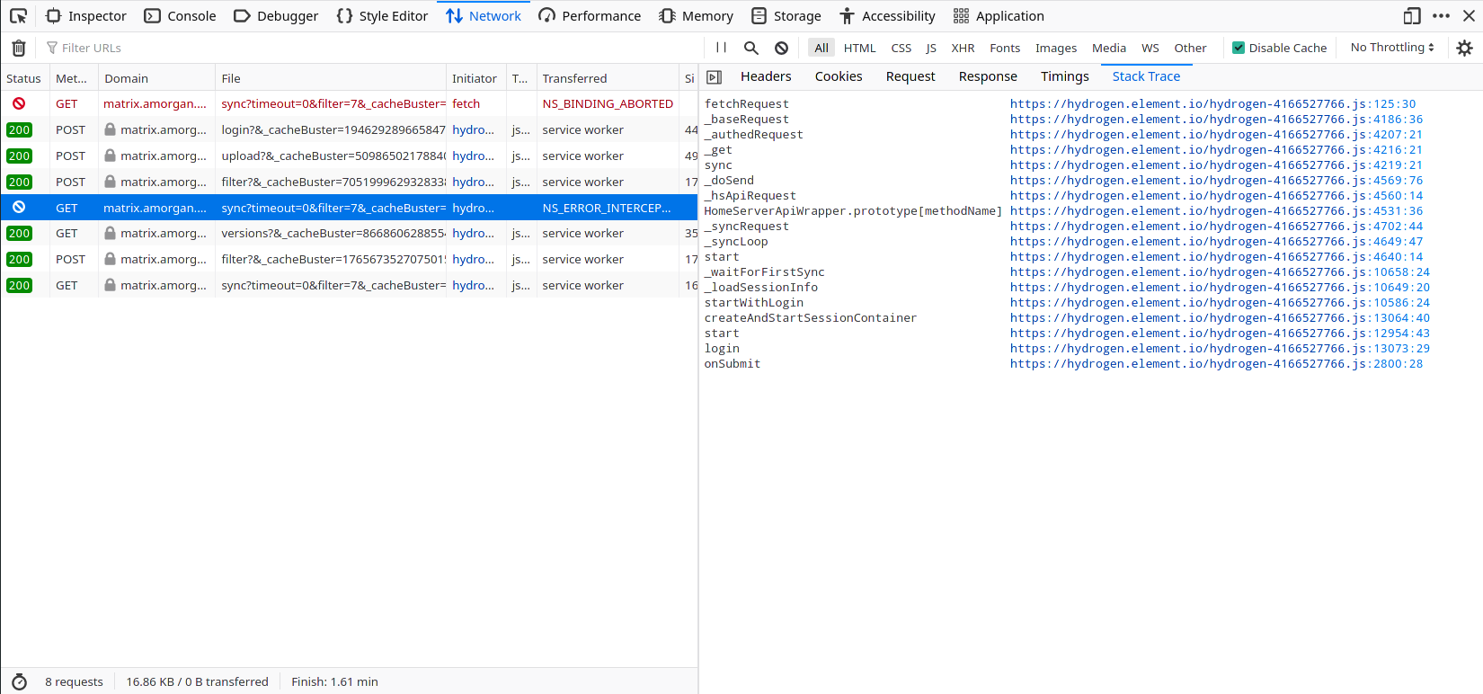 Unable to login due to failing syncs · Issue #198 · element-hq/hydrogen-web · GitHub