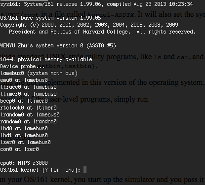 GitHub - kevinzhuwenyu/os161