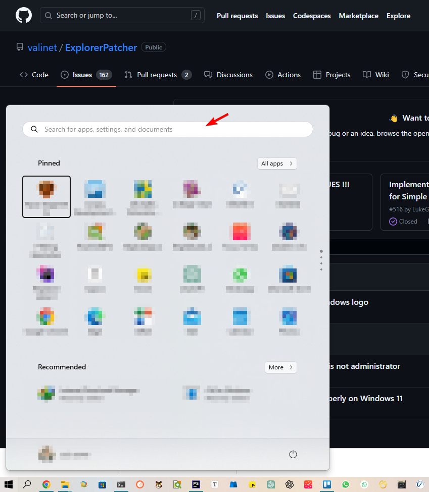 Start menu search bar not working · Issue #1513 · valinet/ExplorerPatcher · GitHub
