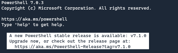 PowerShell 7.0.x shows warning about new non LTS versions · Issue ...