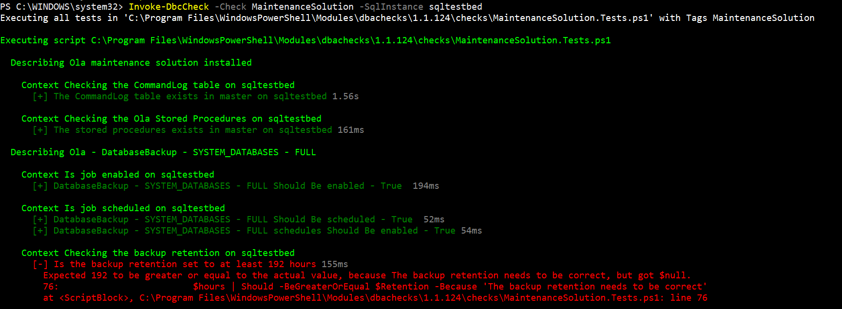Ola Hallengren Checks not checking Retention correctly · Issue #470 · dataplat/dbachecks · GitHub
