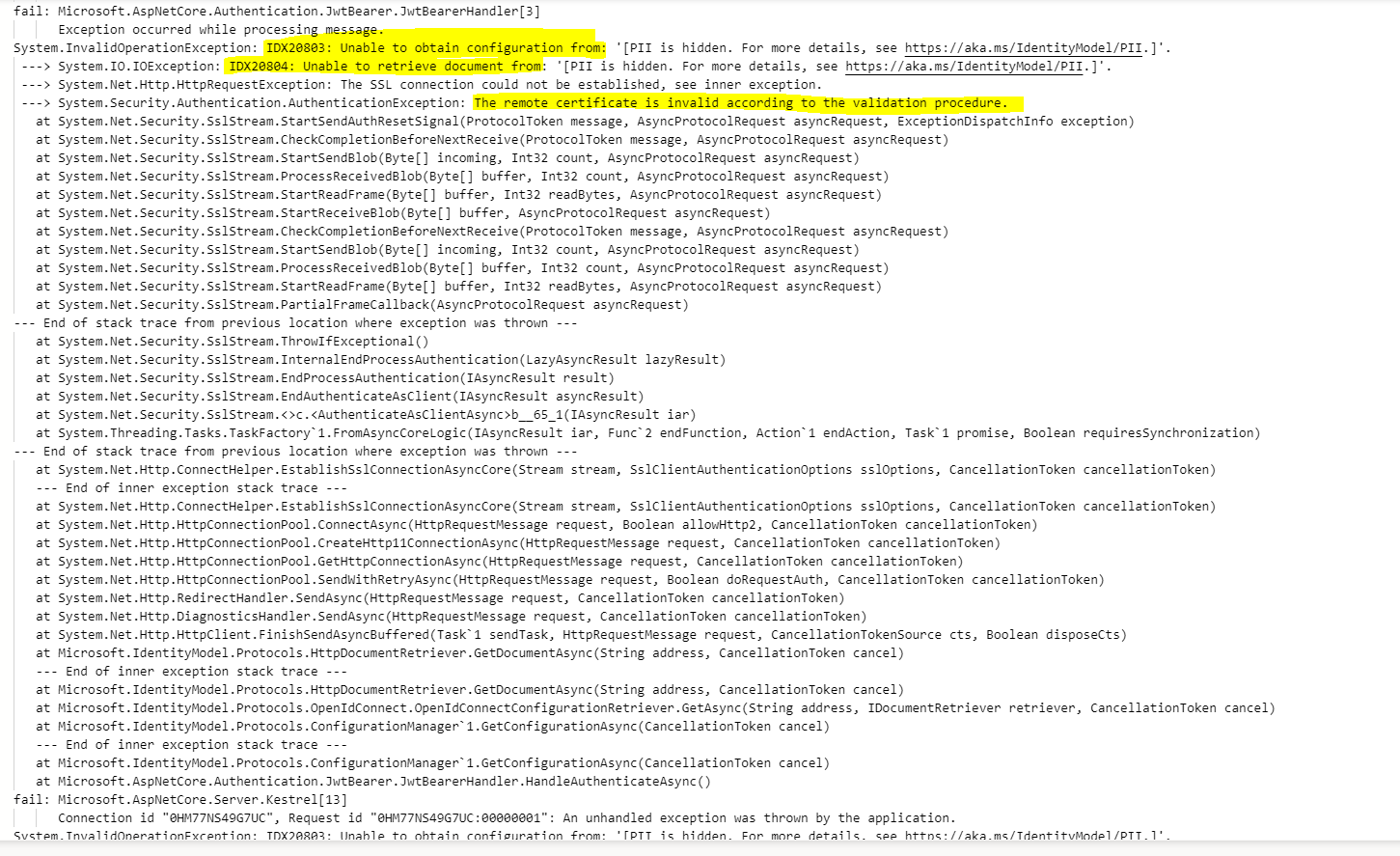 remote certificate is invalid according to the validation procedure · Issue #5190 ...