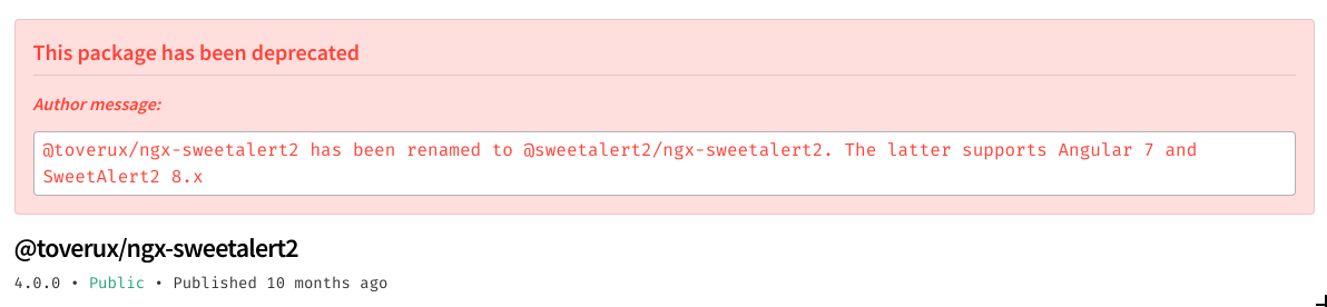Deprecate @toverux/ngx-sweetalert2 · Issue #117 · sweetalert2/ngx ...