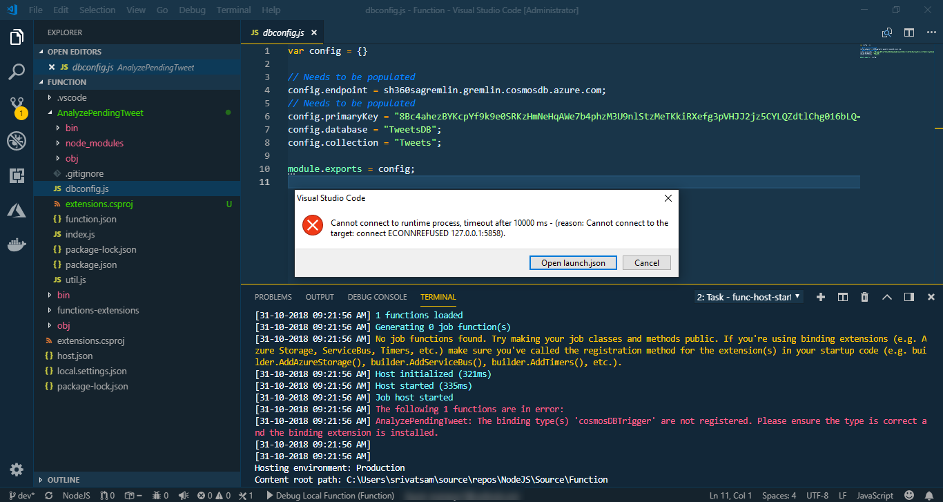 Unable to debug the azure functions app locally · Issue #10 · microsoft ...