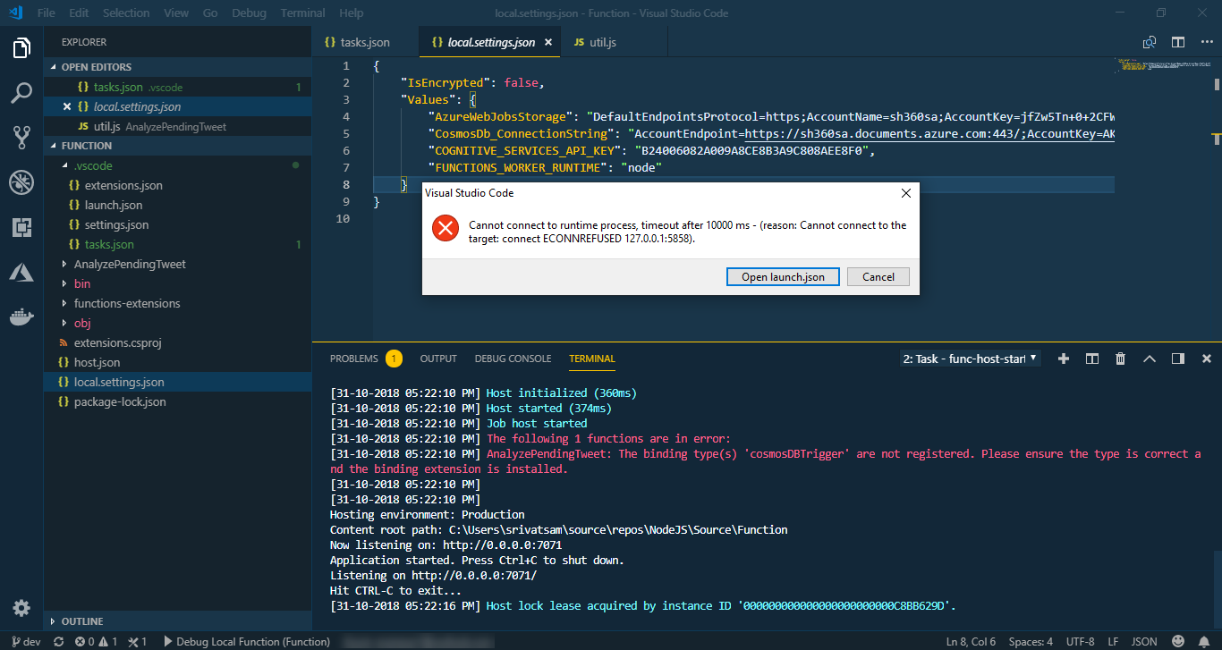 Unable to debug the azure functions app locally · Issue #10 · microsoft ...