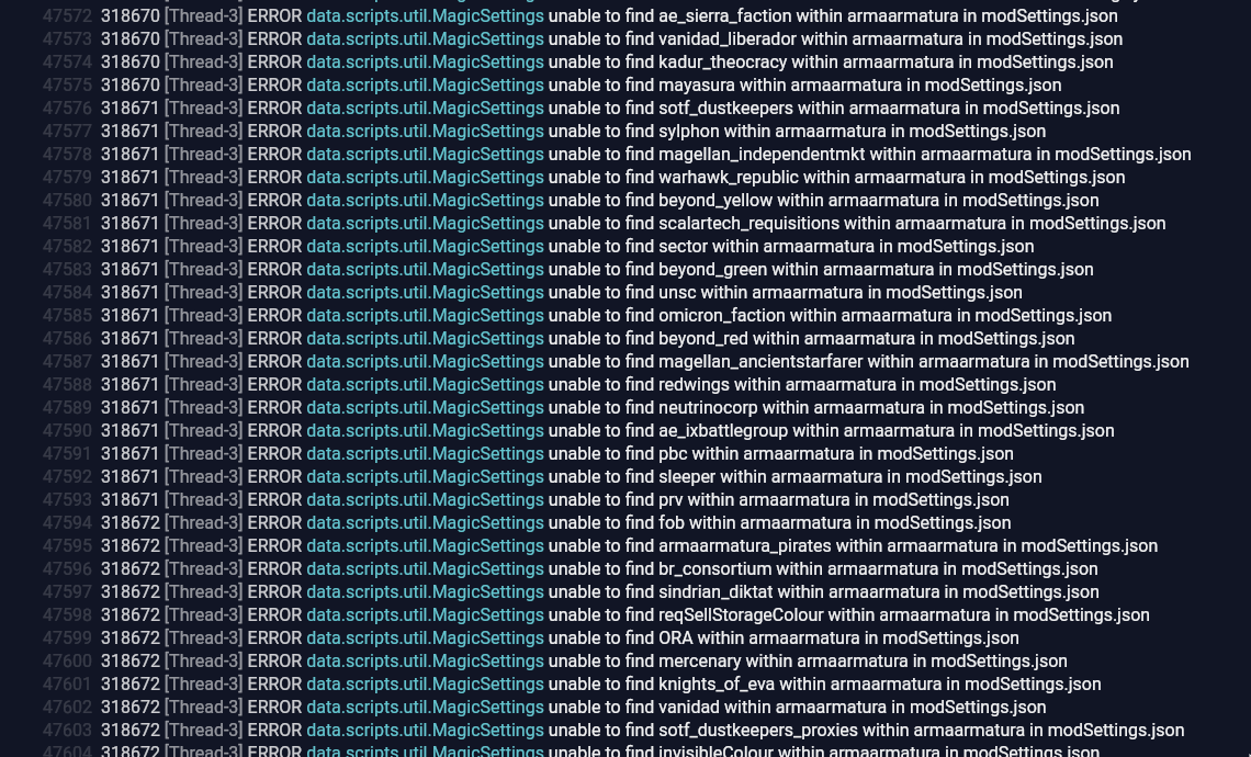 Get rid of the MagicSettings logspam · Issue #20 · MagicLibStarsector/MagicLib · GitHub