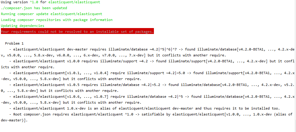 Conflict with illuminate/database of Laravel 8.x · Issue #230 · elasticquent/Elasticquent · GitHub