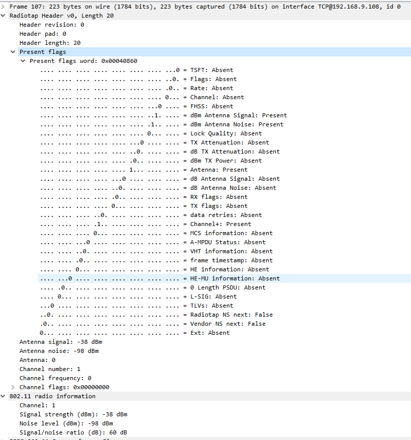 Improve the ESP-IDF sniffer sample to inclue radio tap header , and ...