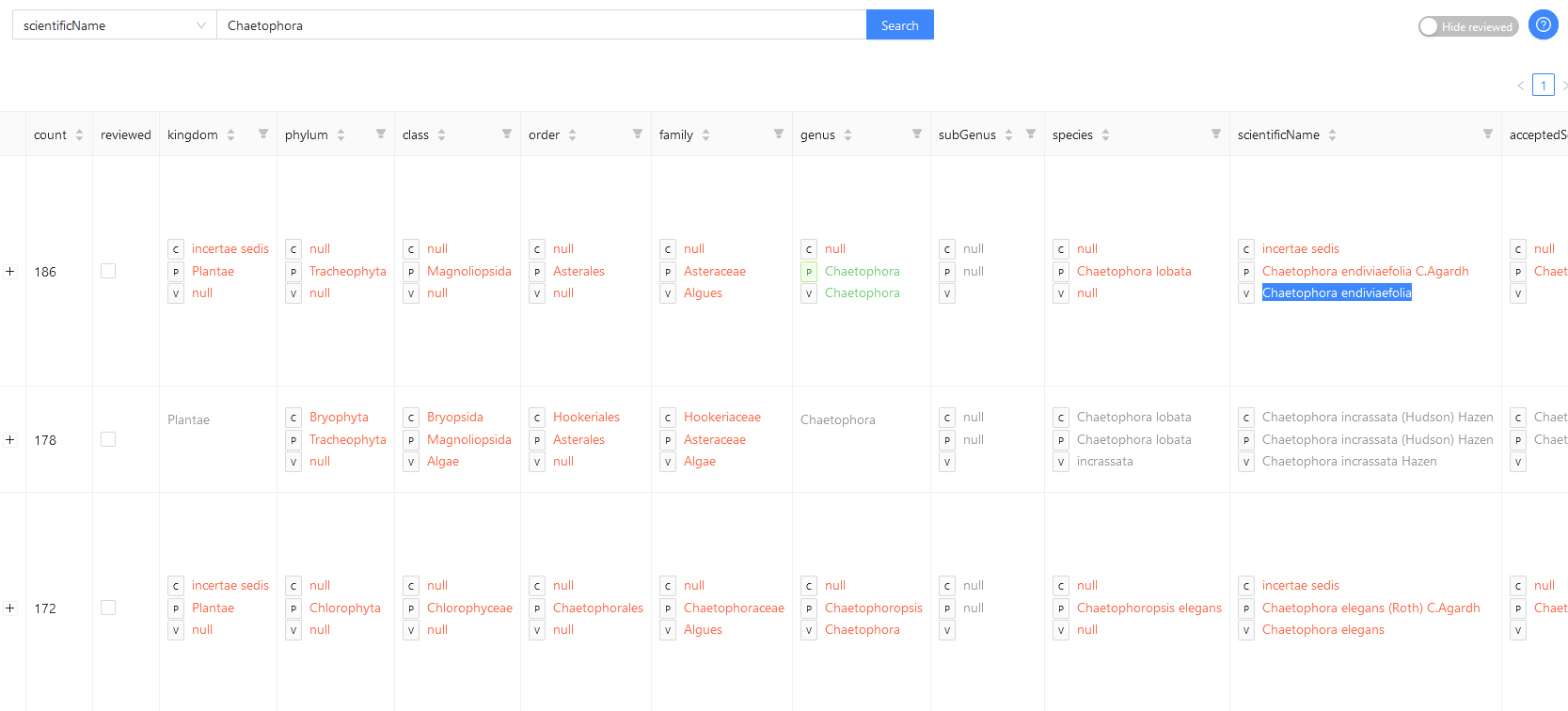 Regression for Chaetophora incrassata (Hudson) Hazen · Issue #287 · gbif/checklistbank · GitHub