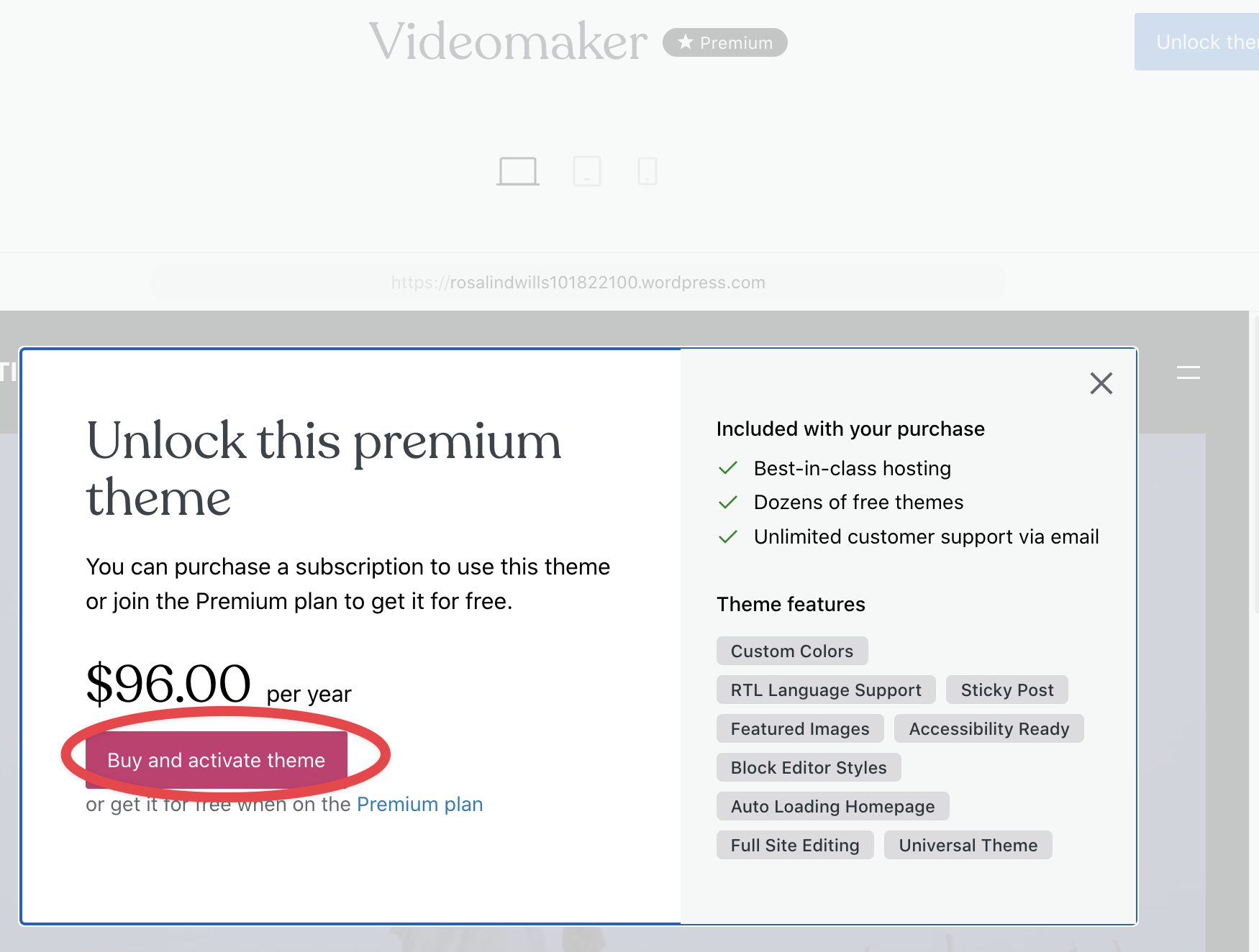 Onboarding Design Picker - "Simple" Premium Theme does not have option for single purchase ...