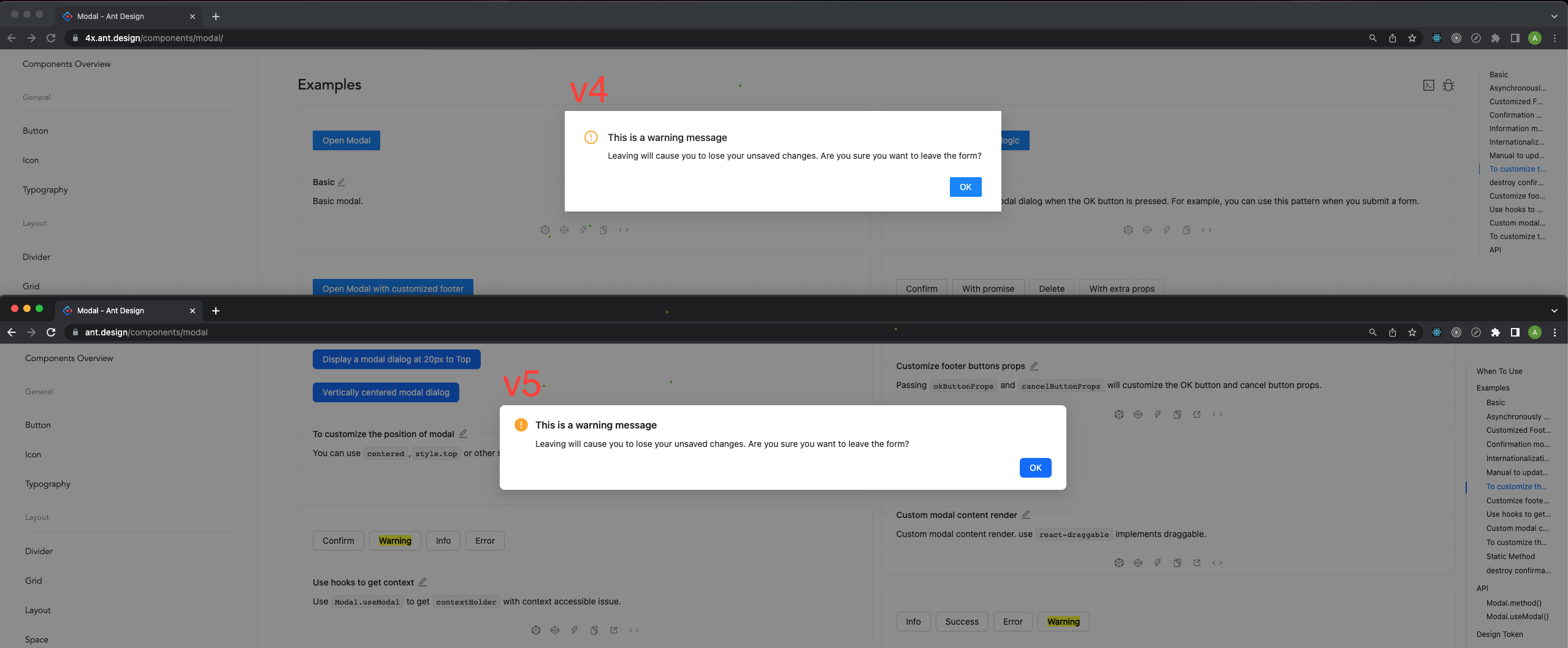 Warning modal width 'max-content' / 'fit-content' adds unwanted space, used to work OK on ant v4 ...