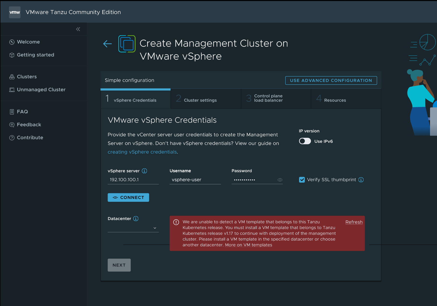 UI Plugin: vSphere credentials step · Issue #4658 · vmware-tanzu/community-edition · GitHub