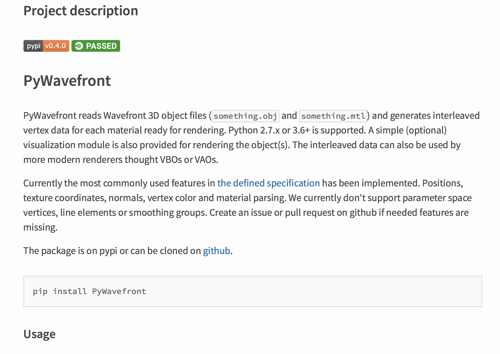 Markdown still renders incorrectly on pypi · Issue #56 · pywavefront/PyWavefront · GitHub