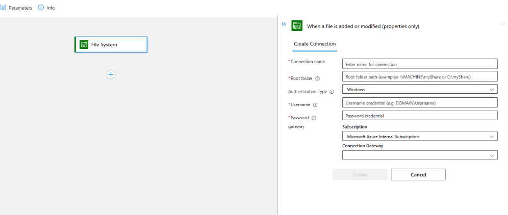 Issue with New UI : create new connection Managed File System Connector ...