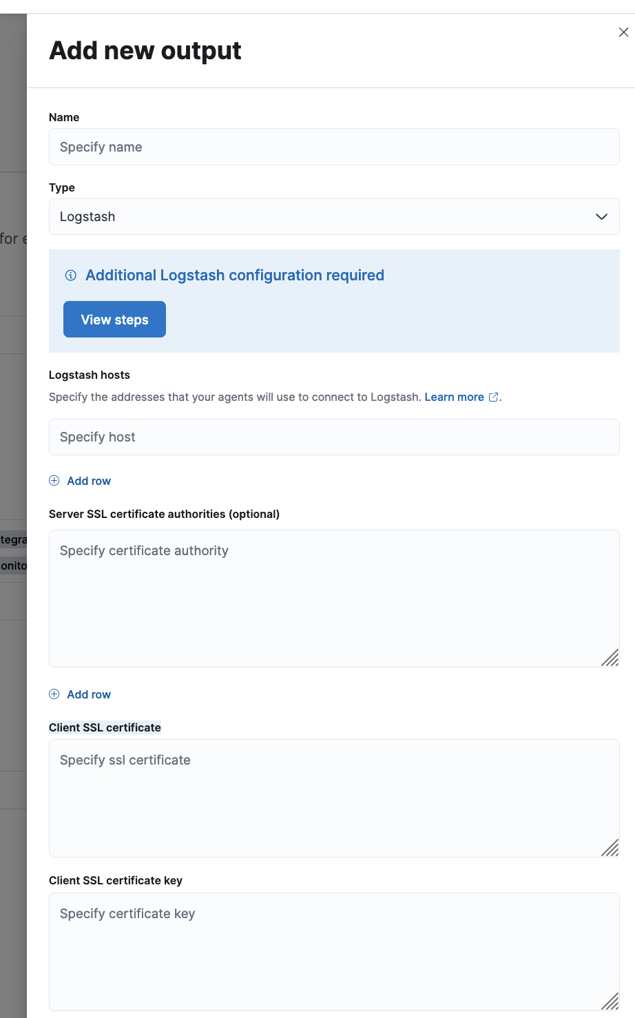 [Fleet] Enhancemnts to Logstash and Proxy flyouts "Server SSL certificate authorities" & "Client ...