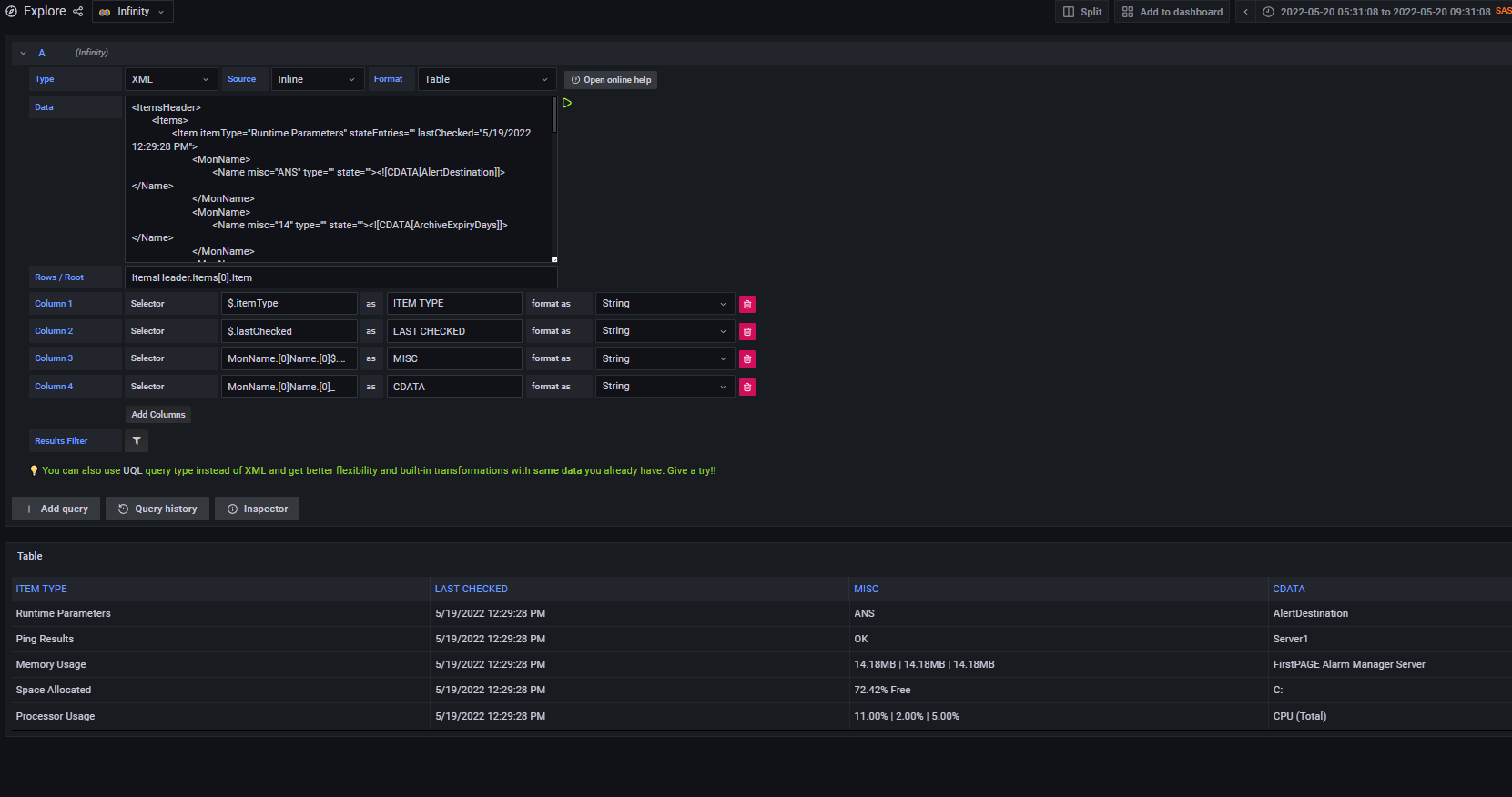 XML Parsing - Unusual XML Format · grafana grafana-infinity-datasource · Discussion #316 · GitHub