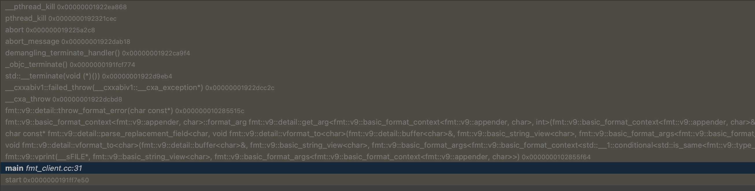M1 pro macbook can not catch the fmt::format_error · Issue #3300 · fmtlib/fmt · GitHub