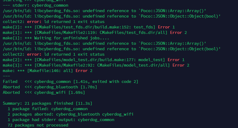cyberdog_ws 编译到 cyberdog_common的时候libcyberdog_fds.so 报错 undefined reference to `Poco::JSON ...