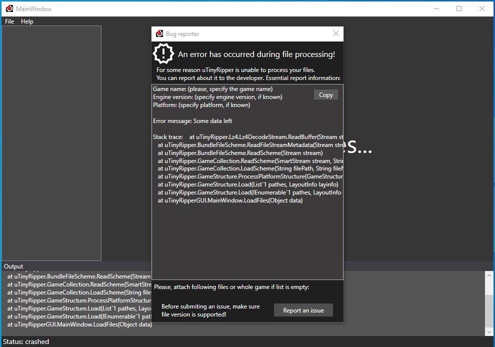 Utiny ripper is generating error while extracting datapack.unity3d · Issue #1486 · mafaca ...